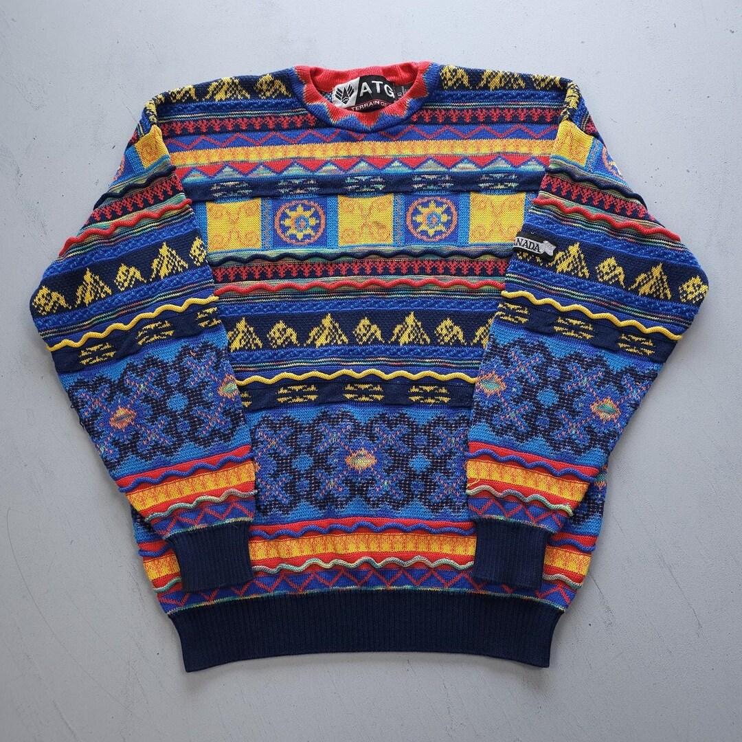 Vintage 1990s ATG All Terrain Gear 3D Coogi-style Ski Knit Cotton ...