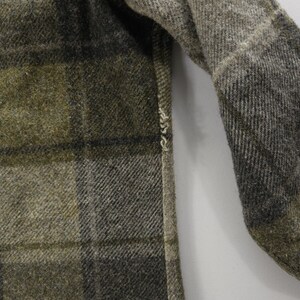 Vintage 1970s Kmart Wool CPO Shirt Heavyweight Flannel Plaid Grey Green ...