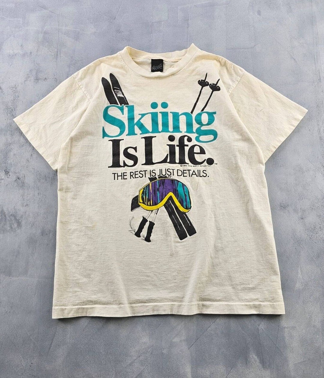 Vintage 90s Skiing is Life Big Ball Sports White Single Stitch - Etsy