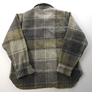 Vintage 1970s Kmart Wool CPO Shirt Heavyweight Flannel Plaid Grey Green ...