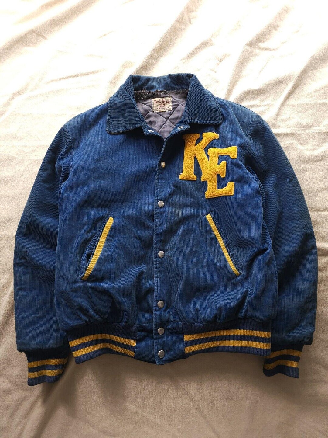 Vintage 1960s Park Regal Sportswear Blue Corduroy Varsity Bomber Jacket ...