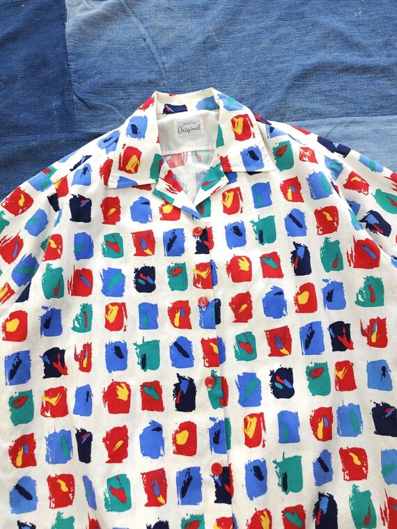 Vintage 1970s Judith Price Original Modern Art Blouse… - Gem