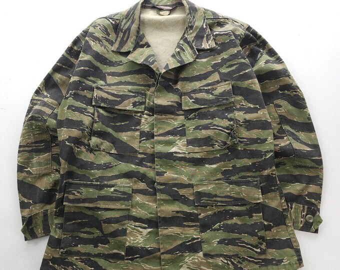 Vintage Tru-spec Tiger Stripe Camo Camouflage Army Jungle Jacket Large ...