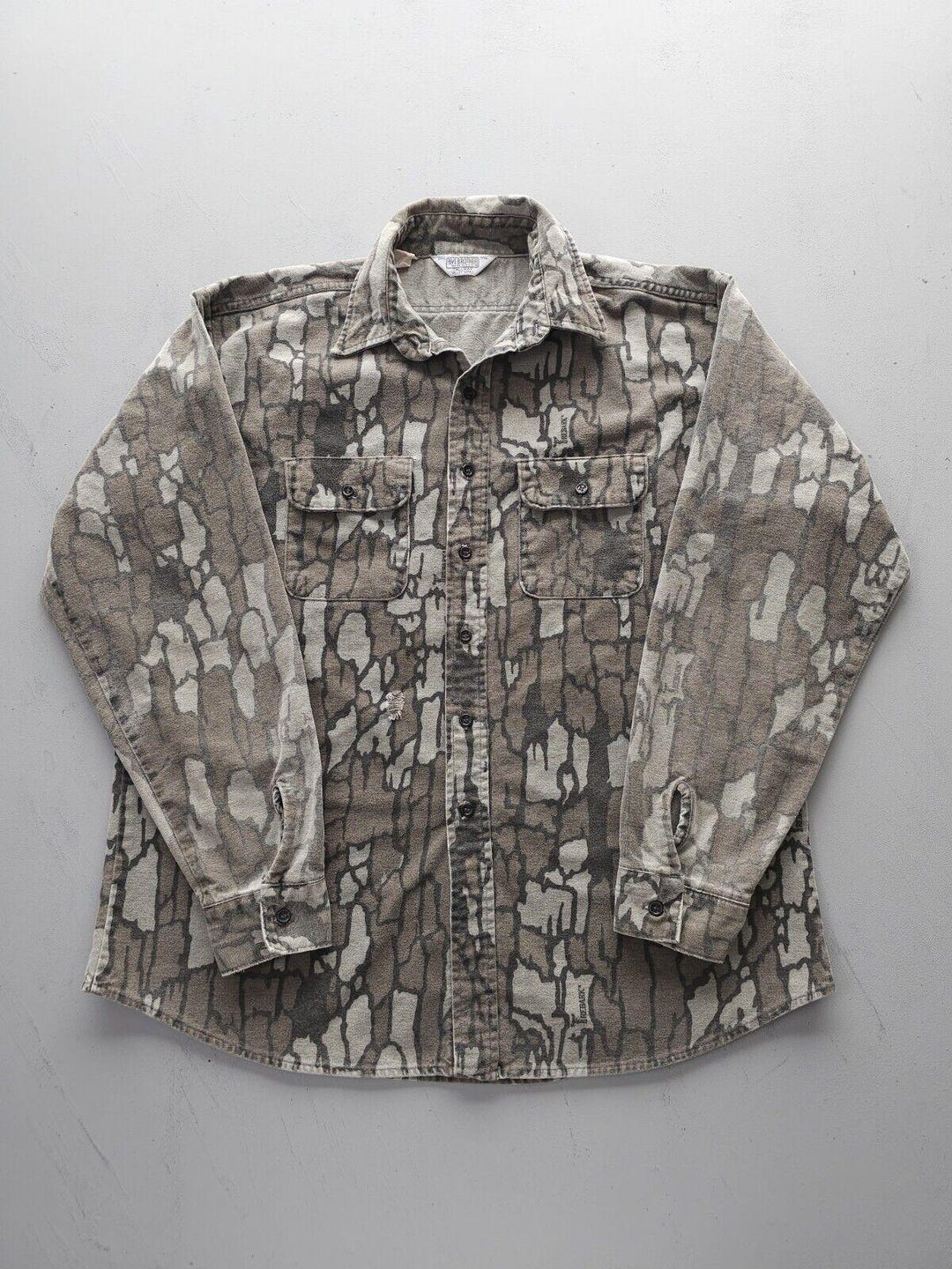 Vintage 1980s Five Brother Tree Bark Camo Cotton Chamois Cloth Work ...