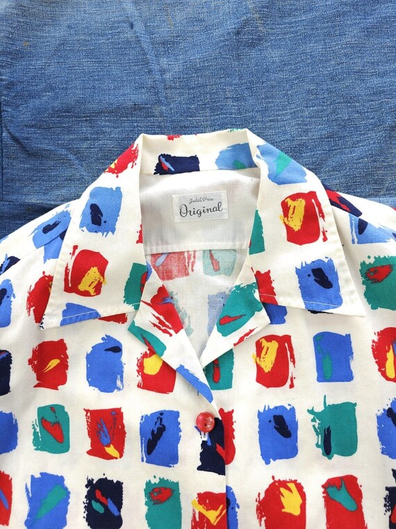 Vintage 1970s Judith Price Original Modern Art Blouse… - Gem