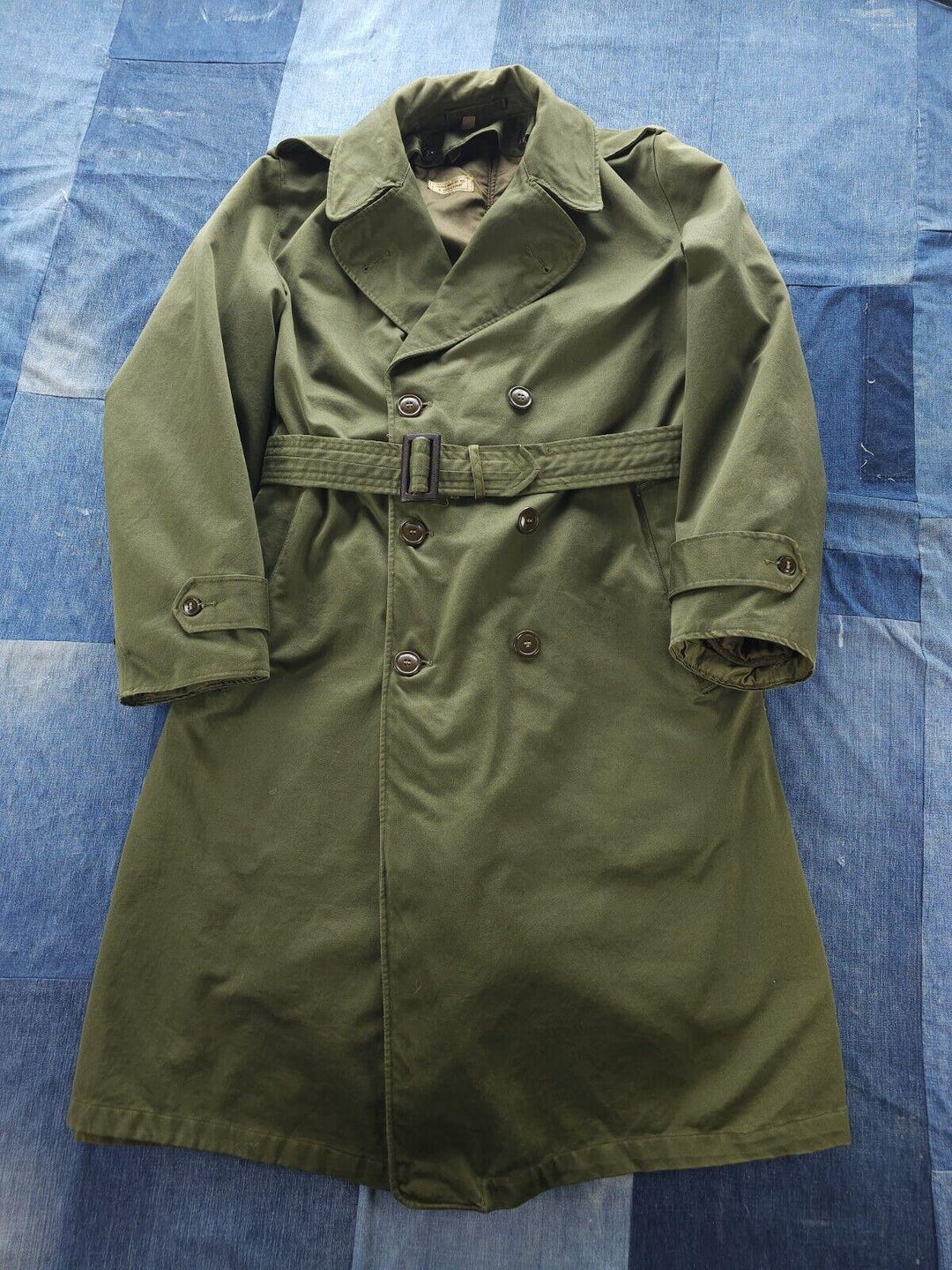 Vintage 1950s US Army OG-107 Overcoat Trench Korean War Era Green OD ...