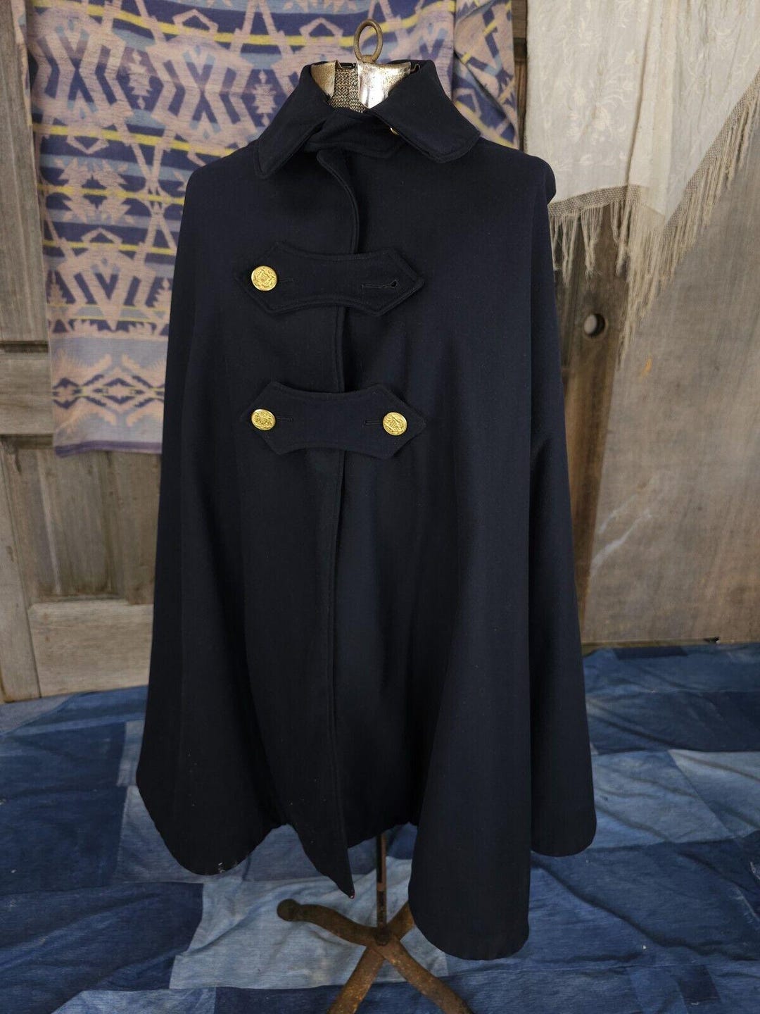 Vintage 1930s 40s WW2 Canadian Nurses Wool Cape Cloak Navy Blue One ...