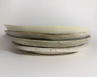 Stoneware Speckled Hand Built 10 Every Day Plate / Linen - Etsy