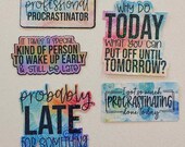 Procrastination Sticker Set Set of 5 Sticker Set No - Etsy