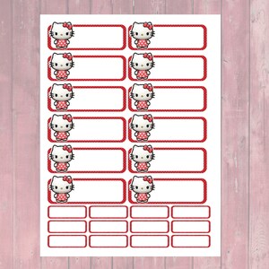 Personalized Name Labels Name Stickers Cute Kitty Sticker Notebook ...
