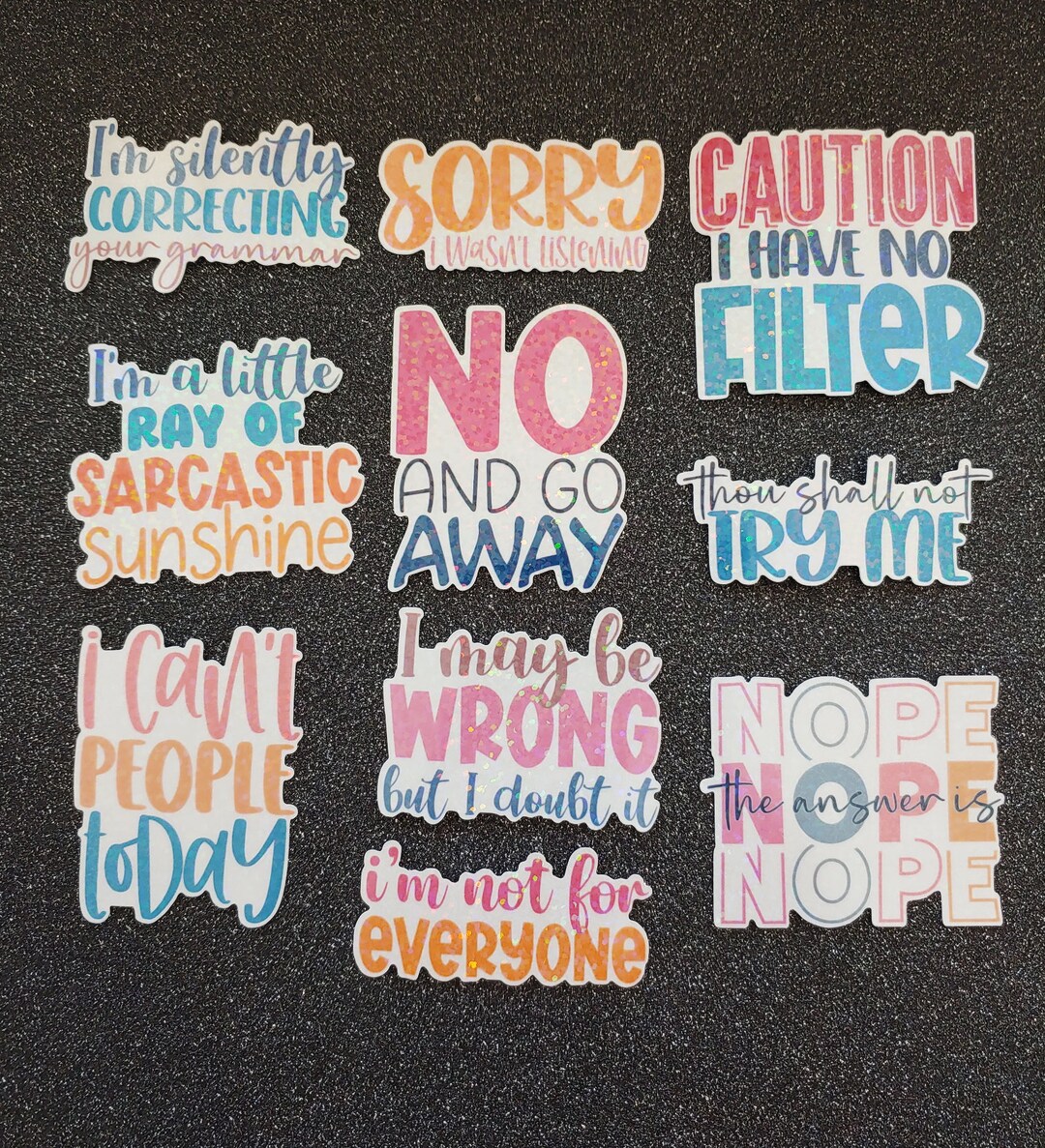 Sarcasm Sticker Set Set of 10 Sticker Set No Filter Sticker Planner ...