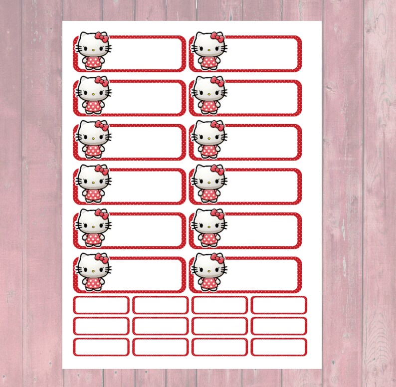 Personalized Name Labels Name Stickers Cute Kitty Sticker Notebook ...