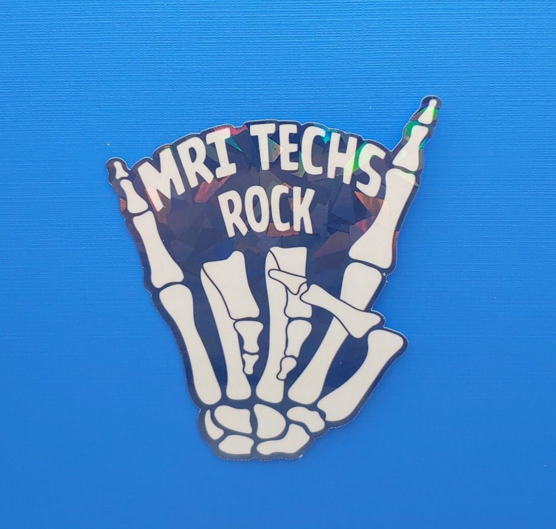 MRI TECHS ROCK Skeleton Hand Sticker Holographic Vinyl Decal for ...