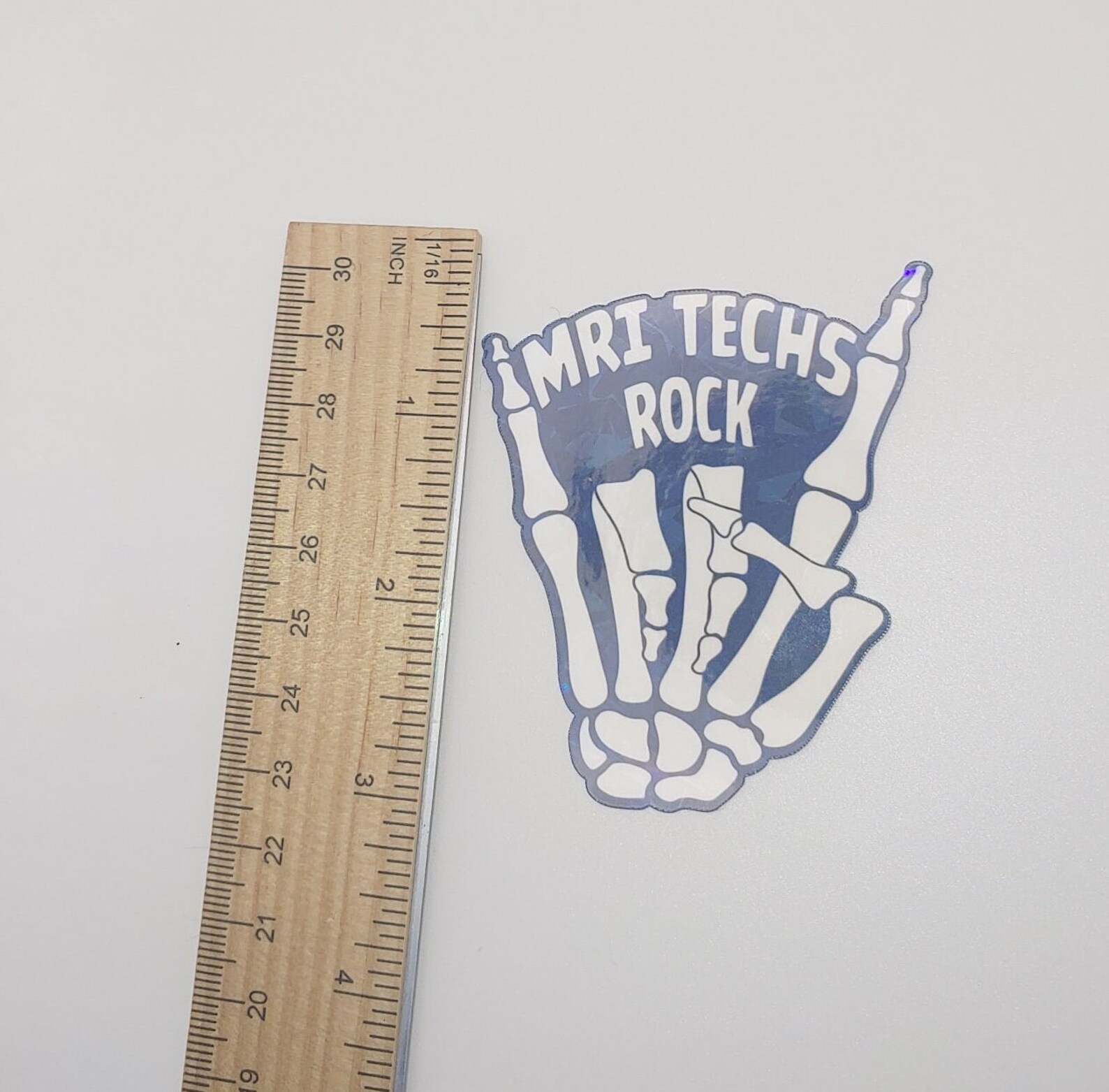 MRI TECHS ROCK Skeleton Hand Sticker | Holographic Vinyl Decal for ...