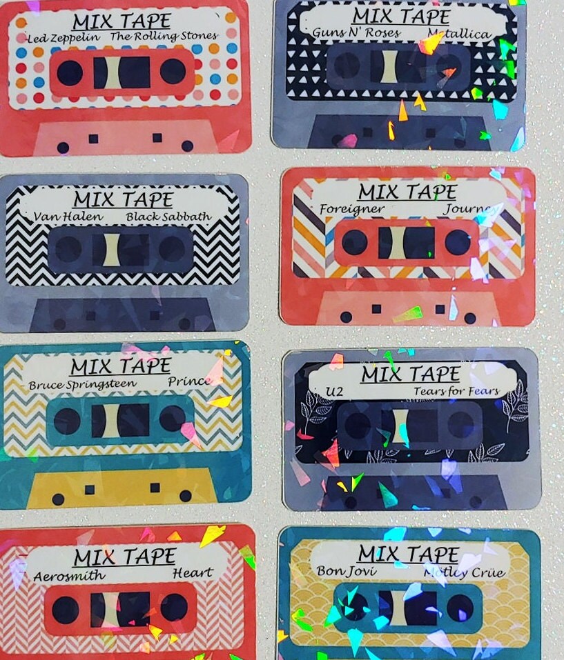Mix Tape Collage Sticker Set 80's Sticker 80's Music Cassette Tapes ...