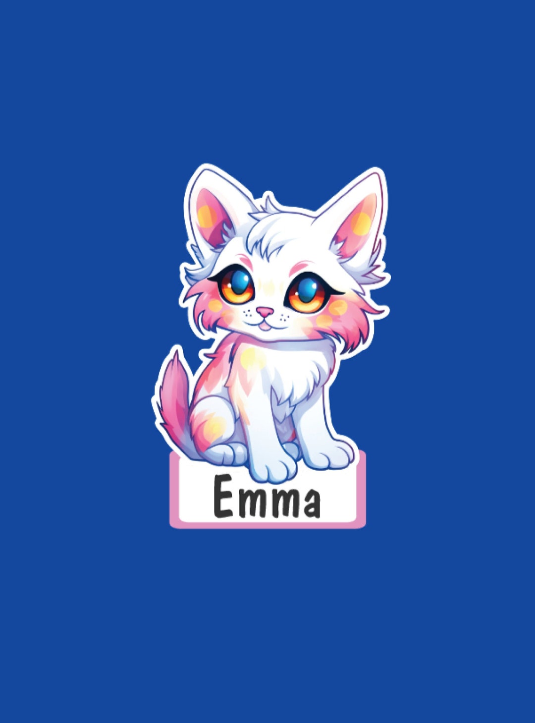 Anime Kitten Personalized Name Labels Set of 12 Name Stickers Cute ...