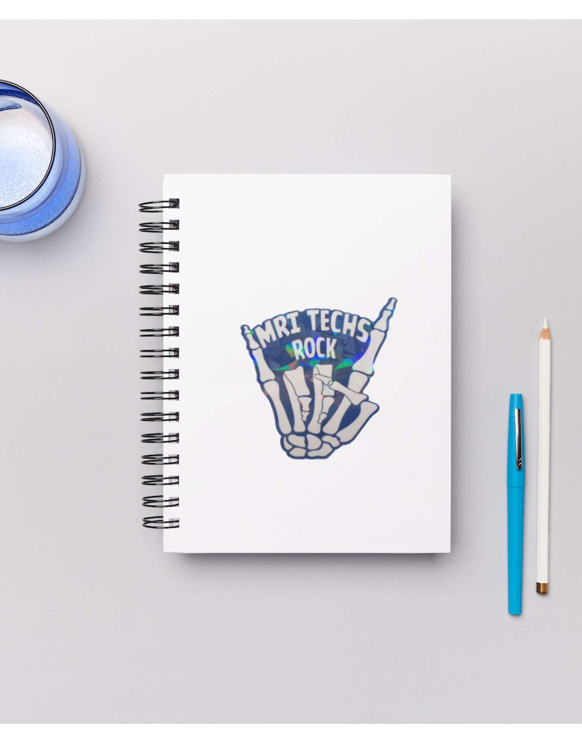 MRI TECHS ROCK Skeleton Hand Sticker Holographic Vinyl Decal for ...