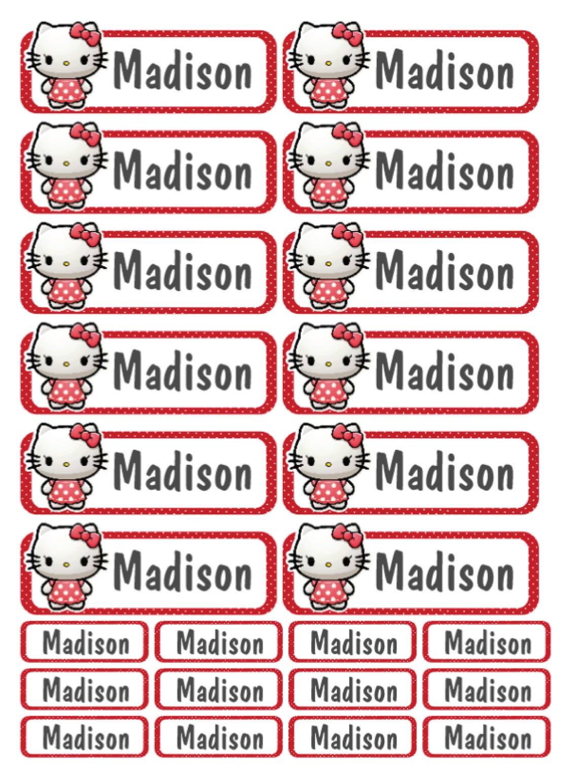 Personalized Name Labels Name Stickers Cute Kitty Sticker Notebook ...