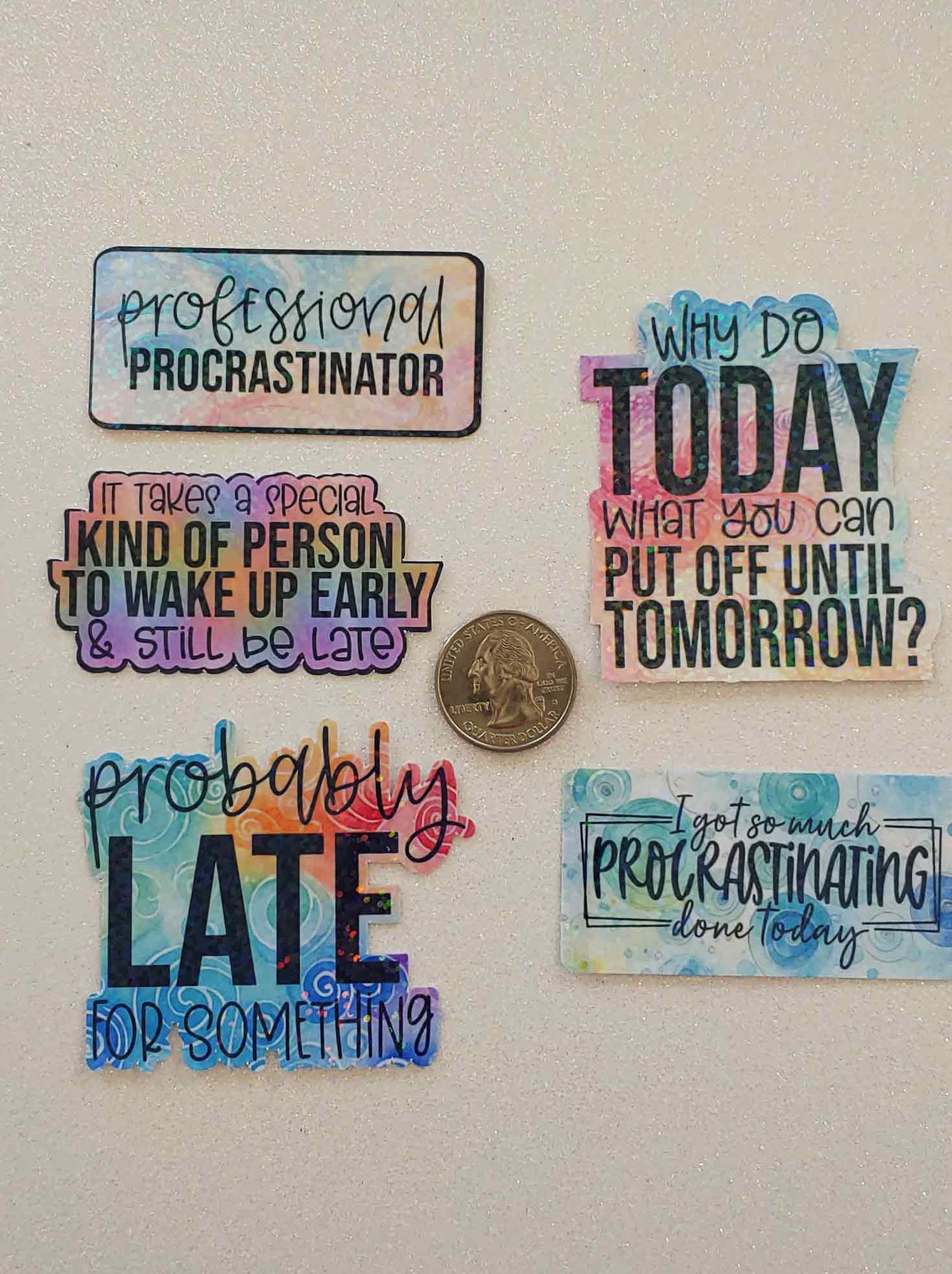 Procrastination Sticker Set Set of 5 Sticker Set No - Etsy