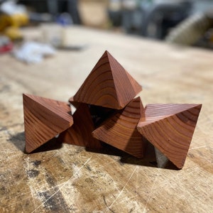 Handcrafted Wood Pyramid Blocks: Set of 3 Geometric Home Decor - Etsy