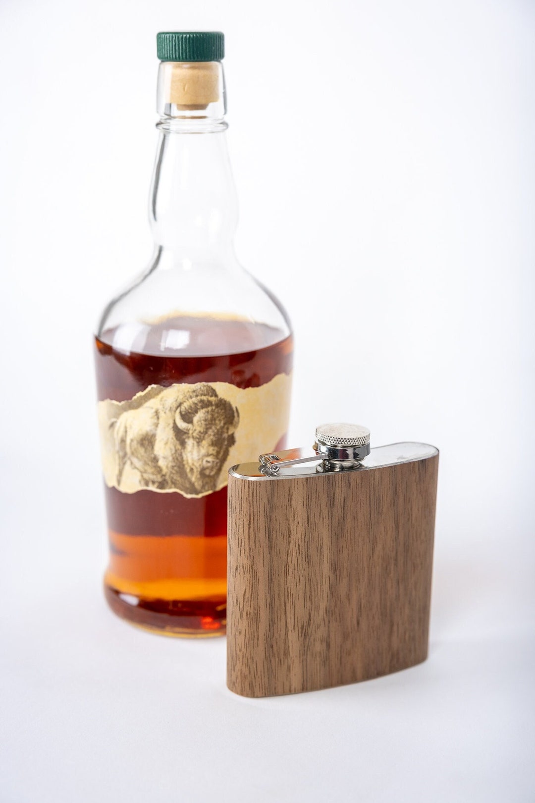 Groomsmen Wedding Gift Flask, Bourbon Hip Decanter, Wood Liquor Canteen ...
