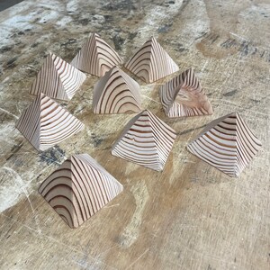 Handcrafted Wood Pyramid Blocks: Set of 3 Geometric Home Decor - Etsy