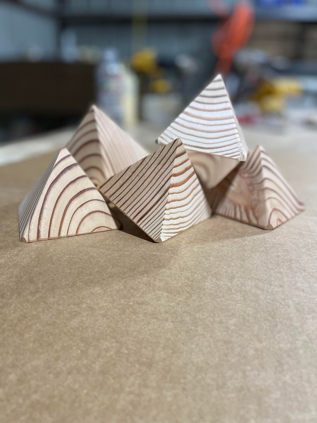 Wood Pyramid Block, Pyramid Blocks, Wood Pyramid, Wood Blocks, Set of 3 ...