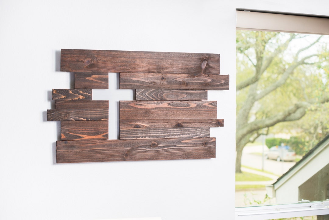 Wood Cross Wall Art, Wooden Hanging Wall Cross Decor, Rustic Cross Wall ...