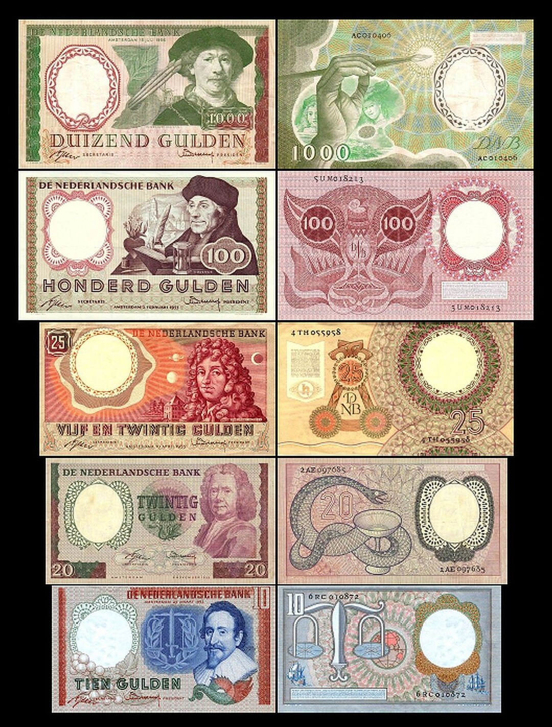 10 1000 Dutch Guilders Issue 1953-1956 5 Old Banknotes - Etsy UK