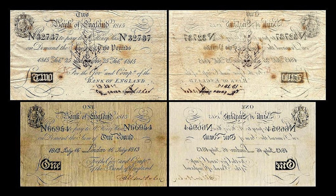 1 2 Pounds Issue 1807 1826 Britannia 2 Old Banknotes Reproduction 15 - Etsy