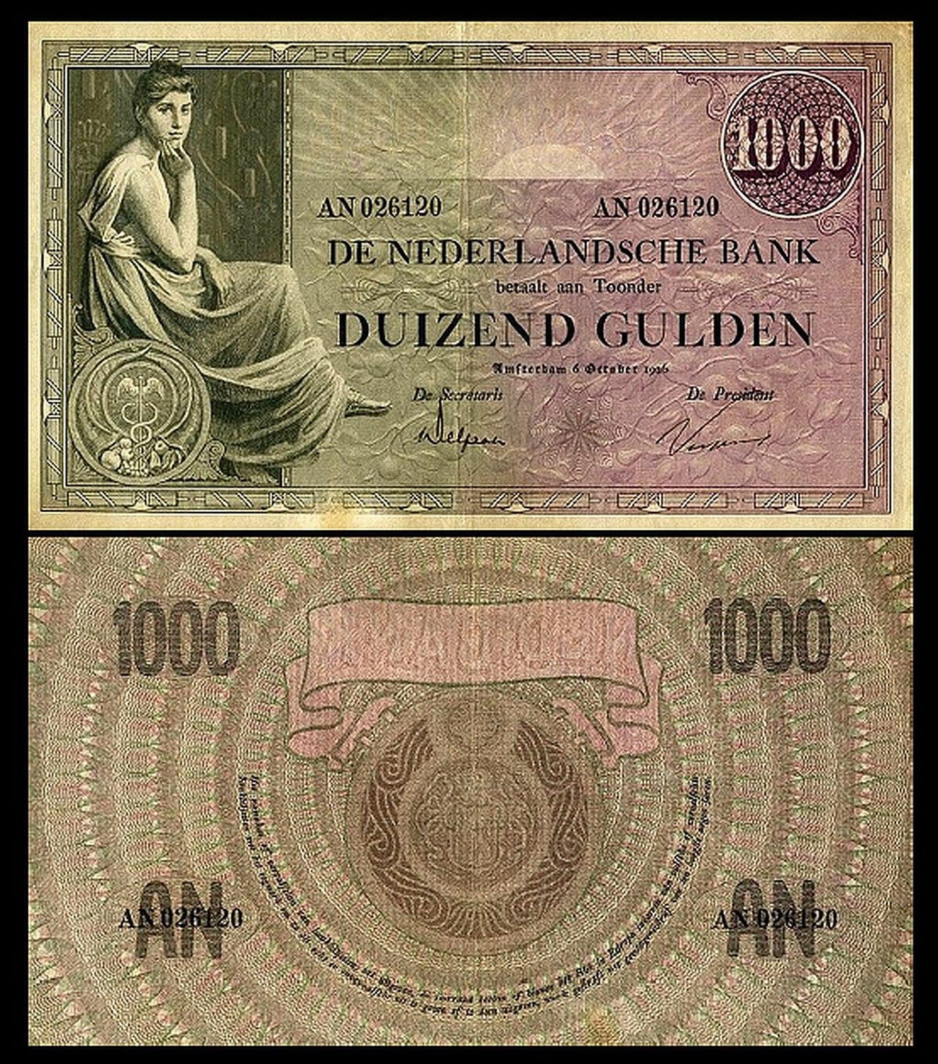 10 1000 Dutch Guilder Edition 1924-1938 6 Old Banknotes - Etsy Canada