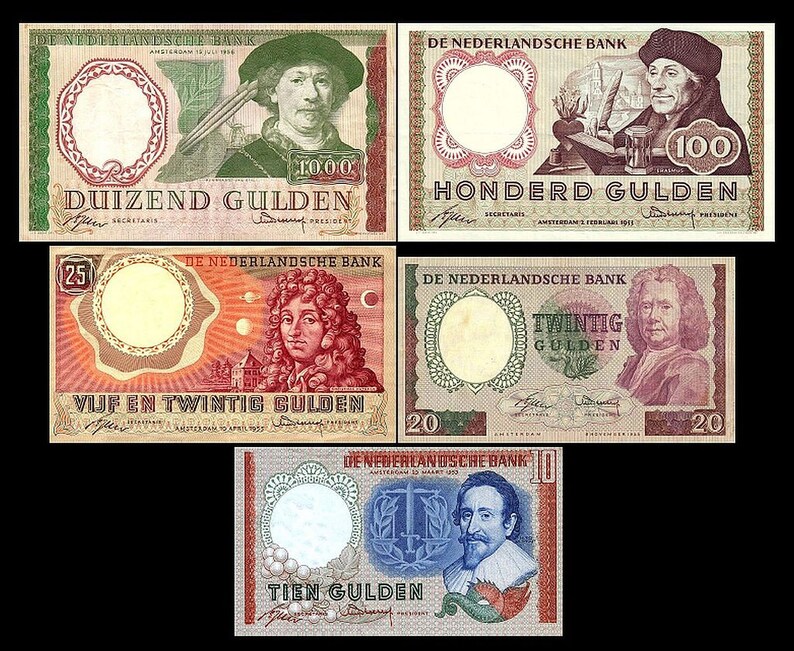 10 1000 Dutch Guilders Issue 1953-1956 5 Old Banknotes | Etsy UK