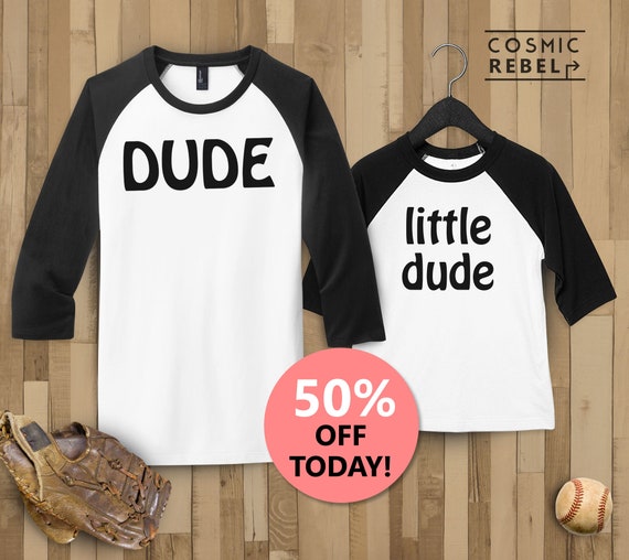 Big Dude Little Dude Matching Baseball Tee Cute Daddy & Me | Etsy