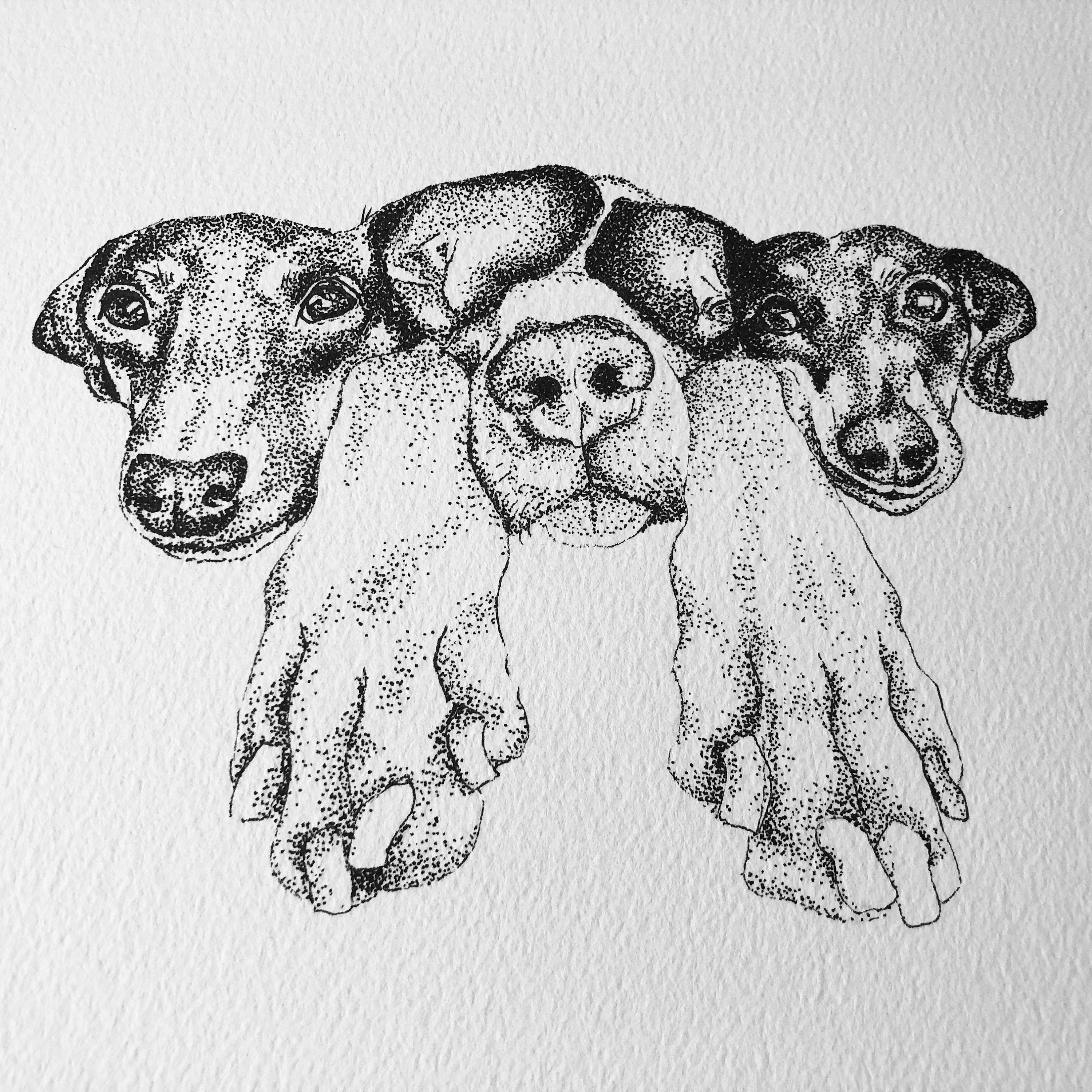 Original Illustration/ Pen and Ink Dot Drawing of a Grey Visla - Etsy