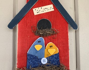 Wall Decor, Bird Plaque, Hanging Bird House, Spring Decor, Decorative ...