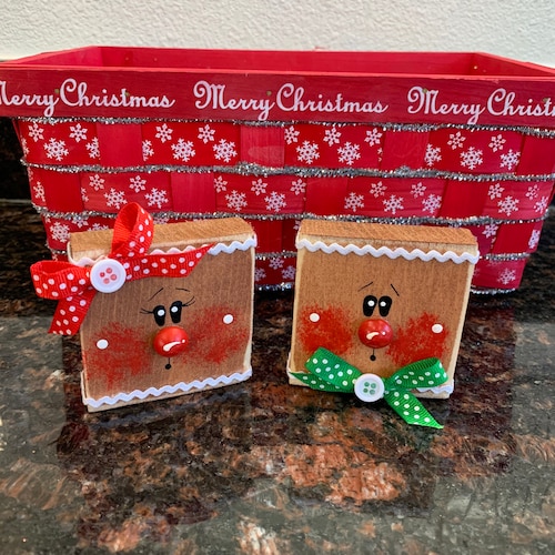 SEASONS GREETINGS BLOCKS With a Gingerbread Man for Christmas - Etsy
