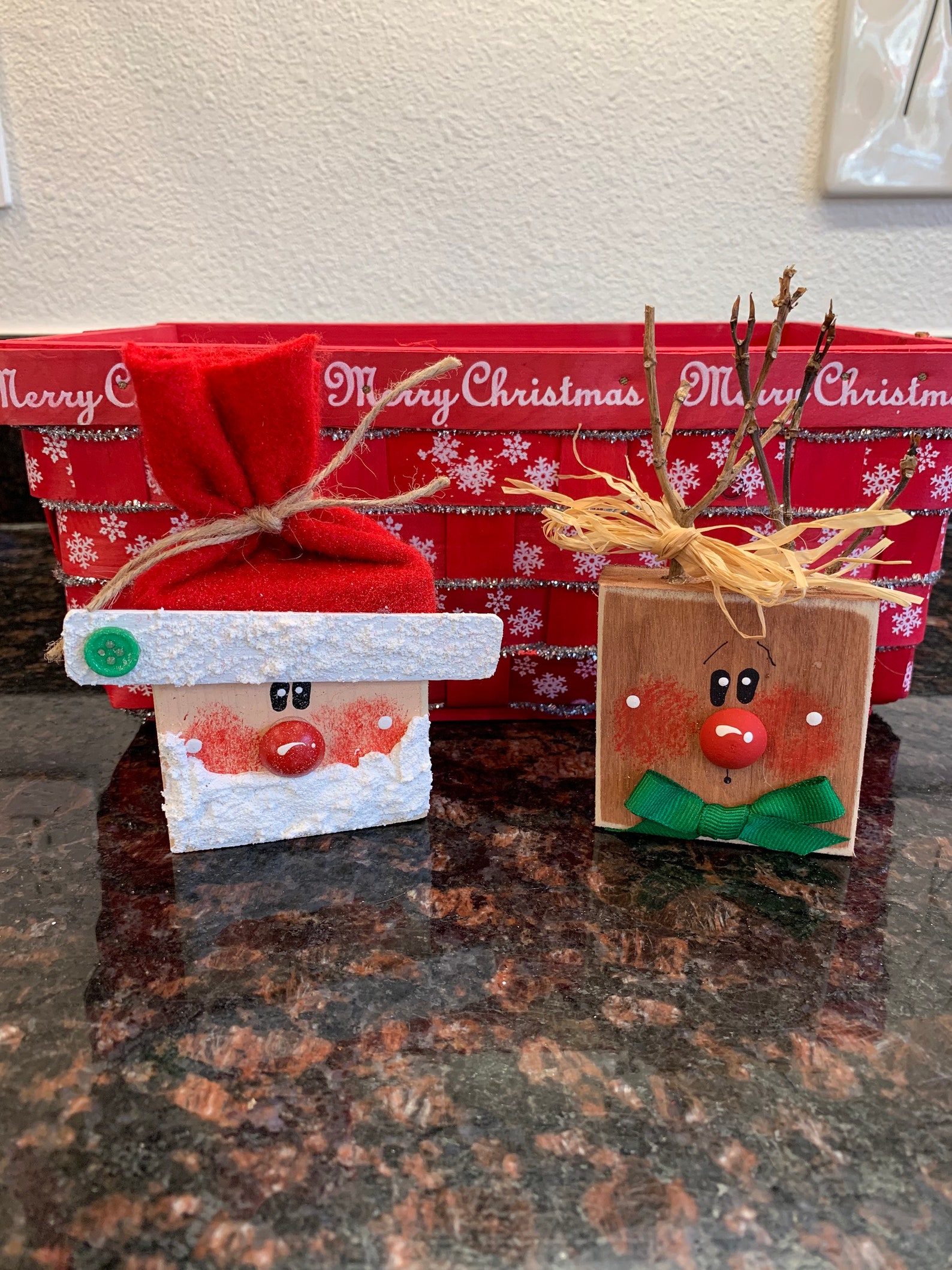 Santa & Reindeer Blocks - Etsy