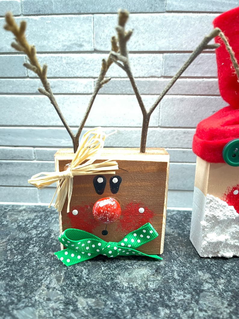 Santa & Reindeer Blocks - Etsy