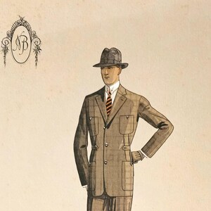 1920 Men's French Tailoring Fashion Lithograph - Etsy
