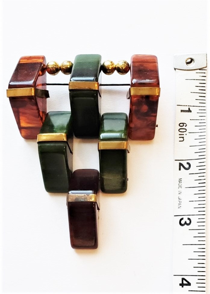 RARE Vintage Multicolored Marble Pyramid Bakelite Pin - Etsy