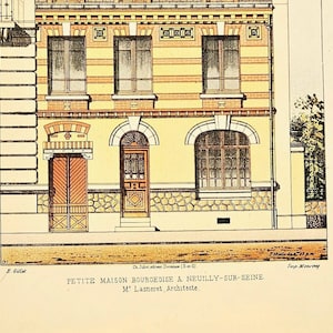 1900 Antique French Architecture Lithograph-villa - Etsy