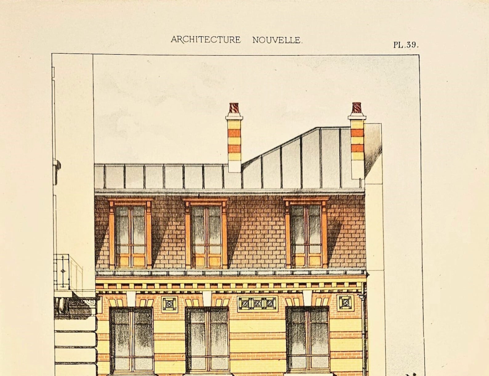 1900 Antique French Architecture Lithograph-villa - Etsy