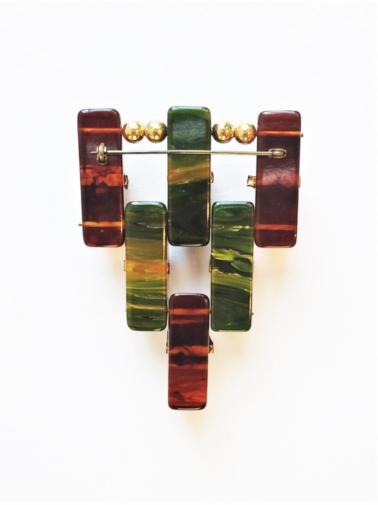 RARE Vintage Multicolored Marble Pyramid Bakelite Pin - Etsy