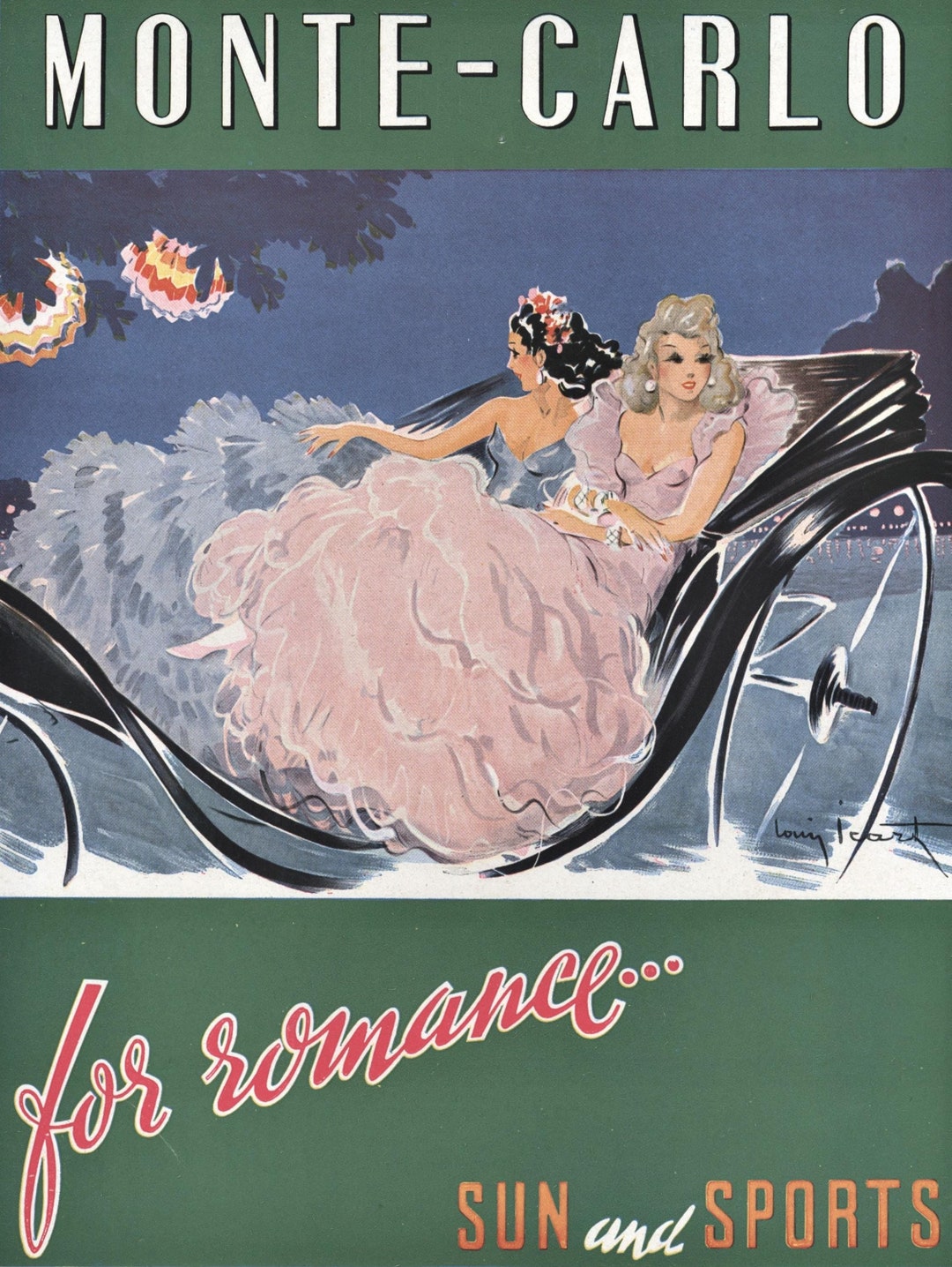 1948 Originl Mid-century French Advertisement Print monte Carlo-louis ...