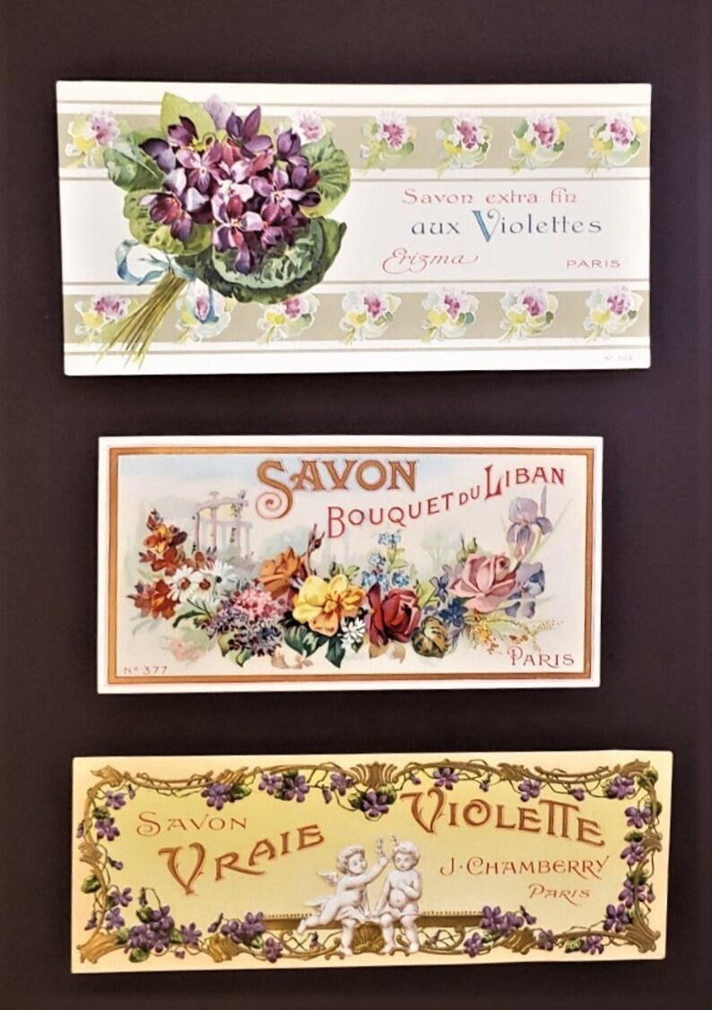 Set of 3 ORIGINAL Art Nouveau French Decorative Soap Labels for Wall ...