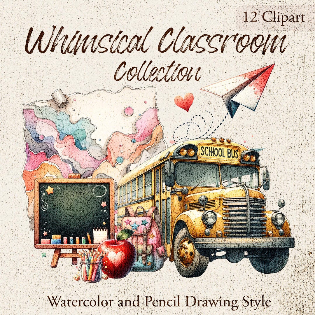 Whimsical Classroom Clipart: School & Creative Designs (digital ...