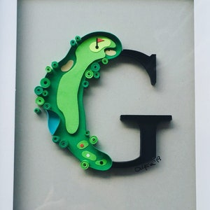 Quilled Wall Art, Personalized Monogram Art, Gift for Golfers, Golf ...