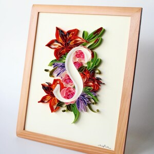 Quilled Wall Art, Floral Letter, Monogram Wall Art, Personalized ...
