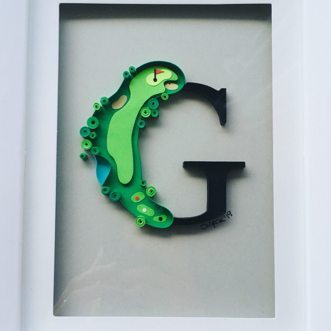 Quilled Wall Art, Personalized Monogram Art, Gift for Golfers, Golf ...