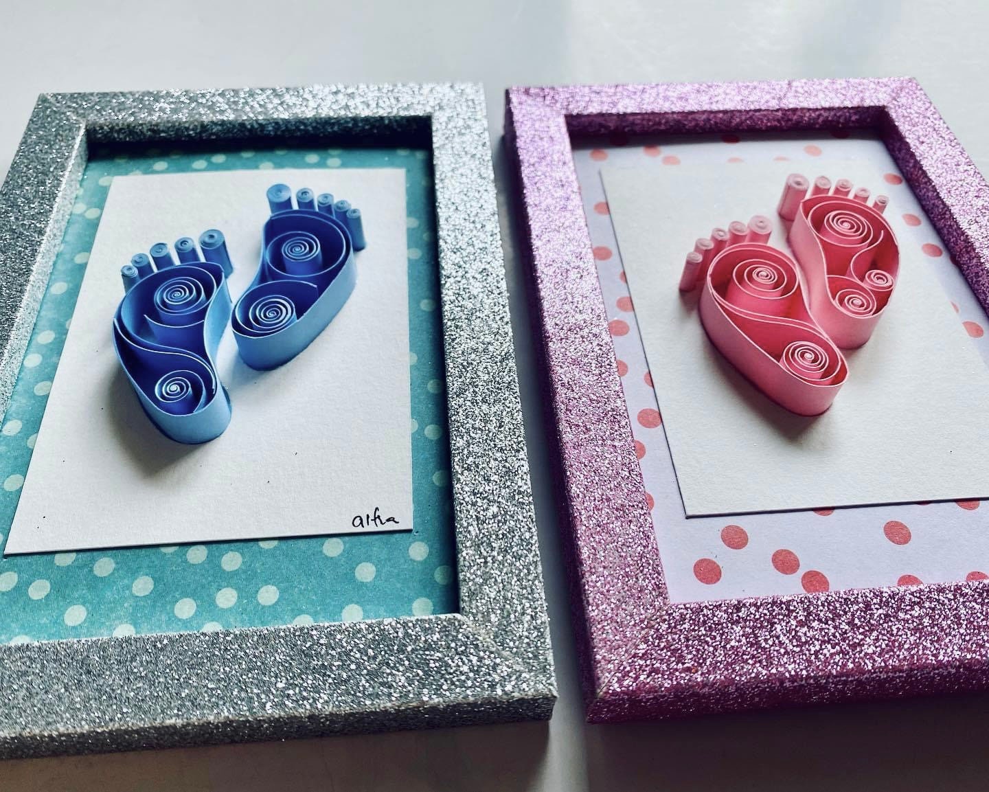 Baby Feet Art, Newborn Gift, Quilled Baby Shower Gift, Paper 3D Nursery ...